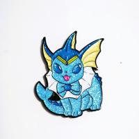 China Custom Glitter Enamel Lapel Pin Vaporeon Design 2x1.5 Inch Iron with Rubber Clutch for sale