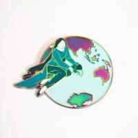 China Custom Soft Enamel Pins 59x45mm Rainbow Plated Earth Protection Zinc Alloy Two Posts for sale