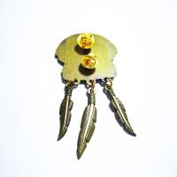 China Custom 3D Antique Bronze Zinc Alloy Dangle Lapel Pin 40mm with Butterfly Clutch for sale