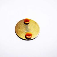 China Custom Brass Die Struck Lapel Pins 1.75 Inch Antique Gold with Rubber Clutches for sale