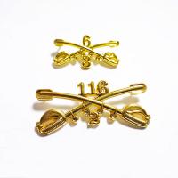 China Gold Zinc Alloy 3D Custom Metal Pin Badges 1.5 Inch with 2 Posts Rubber Clutches for sale