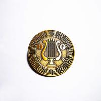 China Custom Brass Die Struck Lapel Pins 1.75 Inch Antique Gold with Rubber Clutches for sale