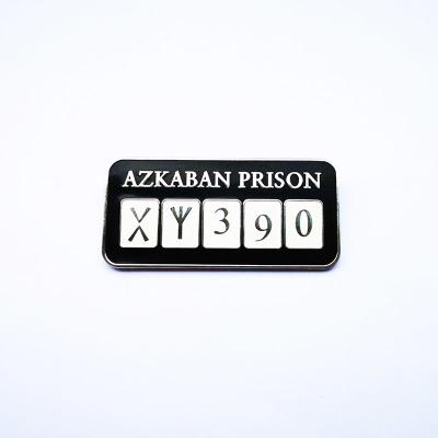 China Custom Hard Enamel Lapel Pin Iron Silver Finish Azkaban Prison Theme Butterfly Clutches 2 Posts for sale