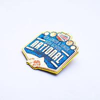 China Zinc Alloy Glittering Lapel Pin Gold Finish 1.5 Inch Double Posts Butterfly Clutches for sale
