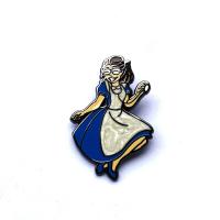 China Custom 40mm Hard Enamel Lapel Pins Disney Cinderella Theme Pearl Color Double Posts for sale