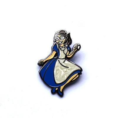 China Custom 40mm Hard Enamel Lapel Pins Disney Cinderella Theme Pearl Color Double Posts for sale
