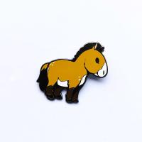 China Custom 45mm Zinc Alloy Hard Enamel Lapel Pin Cute Little Horse Design Double Posts Black Nickel for sale