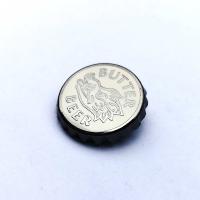 China Custom Zinc Alloy Lapel Pin 27mm Black Nickel Plating Die Cast Bottle Cap for sale