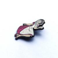 China Custom 40mm Hard Enamel Pins Zinc Alloy Cinderella Design Black Nickel Glitter Pearl Colors for sale