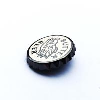 China Custom Zinc Alloy Bottle Cap Hard Enamel Lapel Pins 27mm Black Nickel Plating for sale