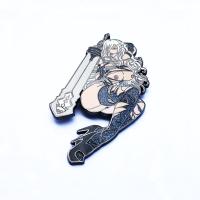 China Custom 3 Inch Die Casted Hard Enamel Anime Girl Pin Double Posts Rubber Clutch for sale
