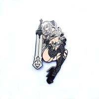 China Custom 3 Inch Die Casted Hard Enamel Anime Girl Pin Double Posts Rubber Clutch for sale