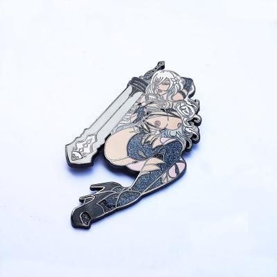 China 3 Inch Custom Anime Hard Enamel Lapel Pins Zinc Alloy Double Posts Black Nickel for sale