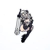 China 3 Inch Custom Anime Hard Enamel Lapel Pins Zinc Alloy Double Posts Black Nickel for sale