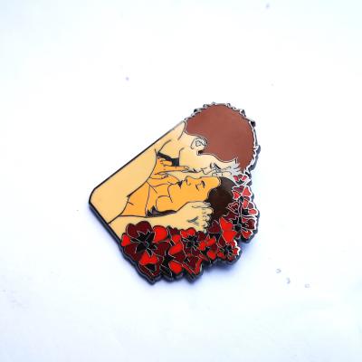 China Custom Hard Enamel Pins 50mm Zinc Alloy Double Post Black Nickel Embossed Logo for sale