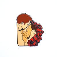 China Custom Zinc Alloy Hard Enamel Pins 50mm Love Theme Embossed with Rubber Clutches for sale