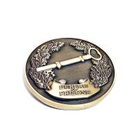 China Custom 3D Die Cast Zinc Alloy Coin 2 Inch Antique Brass Finish Bureau of Prisons Design for sale