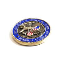 China Custom 3D Die Cast Zinc Alloy Coin 2 Inch Antique Brass Finish Bureau of Prisons Design for sale