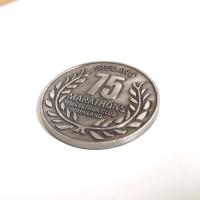 China Antique Silver Finish Brass Marathon Souvenir Coin 50mm 3mm Blank Back for sale