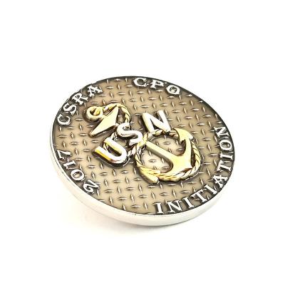 China Zinc Alloy Round Collectible Metal Coins 2 Inch 5mm Two Tone Gold Silver Plating for sale