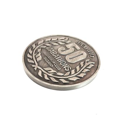 China Brushed Antique Silver 50mm Brass Coin Ireland Marathons Club Collectible Display for sale