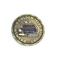 China Antique Brass Zinc Alloy Round Metal Coin 2 Inch Air Show Design Collectible Display for sale