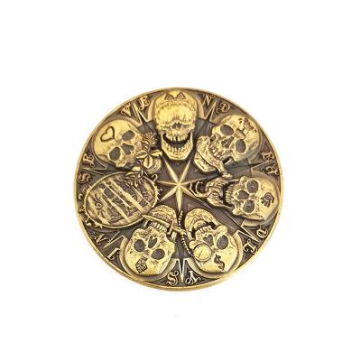 China Custom 3D Die Cast Metal Challenge Coin 1.75 Inch Antique Brass 7 Deadly Sins Design for sale
