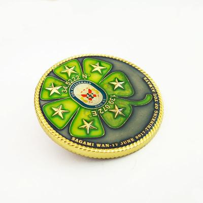 China Gold Finish 3D Epoxy Coated Metal Coin USS Fitzgerald DDG 62 50mm Rope Edge for sale
