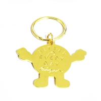 China Gold Color Stamped Iron Souvenir Keychain 45mm with Debossed Logo Backside for sale