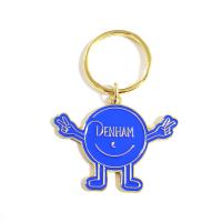 China Gold Color Stamped Iron Souvenir Keychain 45mm with Debossed Logo Backside for sale