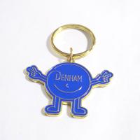 China Gold Color Stamped Iron Souvenir Keychain 45mm with Debossed Logo Backside for sale