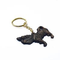 China Zinc Alloy Die Cast Metal Animal Keychain Antique Gold Plating 25mm Split Ring 50mm for sale