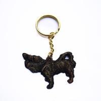 China Zinc Alloy Die Cast Metal Animal Keychain Antique Gold Plating 25mm Split Ring 50mm for sale
