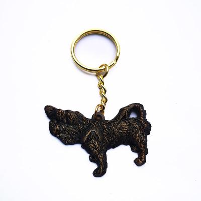 China Zinc Alloy Die Cast Metal Animal Keychain Antique Gold Plating 25mm Split Ring 50mm for sale