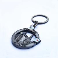 China Antique Silver Zinc Alloy Key Chain 40mm Souvenir with Rotated Design and Keyring for sale