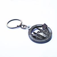 China Antique Silver Zinc Alloy Key Chain 40mm Souvenir with Rotated Design and Keyring for sale