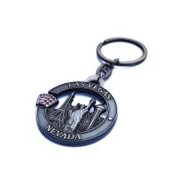 China Antique Silver Zinc Alloy Key Chain 40mm Souvenir with Rotated Design and Keyring for sale