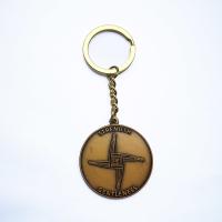 China College Alumni Souvenir 3D Metal Keychain Antique Gold 30mm Split Ring Zinc Alloy Die Cast for sale