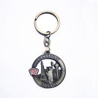 China 3D Antique Silver Zinc Alloy Las Vegas Souvenir Keychain 40mm Diecast Keyring for sale