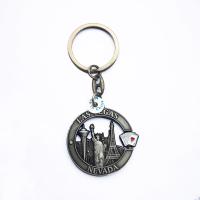 China 3D Antique Silver Zinc Alloy Las Vegas Souvenir Keychain 40mm Diecast Keyring for sale
