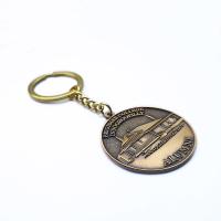 China College Alumni Souvenir 3D Metal Keychain Antique Gold 30mm Split Ring Zinc Alloy Die Cast for sale