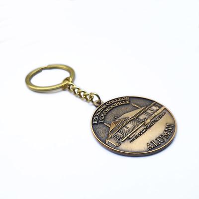 China Brigidine College Alumni Souvenir Zinc Alloy Die Cast Keychain 40mm Antique Gold for sale
