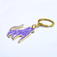 China Gold Plated Cute Cat Hard Enamel Keychains 40mm Attached With 30mm Split Ring for sale