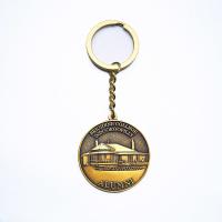 China College Alumni Souvenir 3D Metal Keychain Antique Gold 30mm Split Ring Zinc Alloy Die Cast for sale