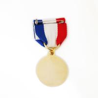 China Custom Round Iron Awards Badges Medals Gold Finish 2mm Thick Safety Pin Attachment 33mm for sale