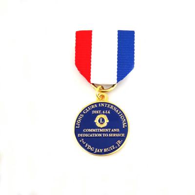China Custom Round Iron Awards Badges Medals Gold Finish 2mm Thick Safety Pin Attachment 33mm for sale