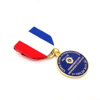 China Custom Round Iron Awards Badges Medals Gold Finish 2mm Thick Safety Pin Attachment 33mm for sale