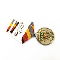 China Custom Russian Style Two Tones Medal Badge 32mm Brass with Moiré Ribbon for sale