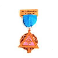 China Zinc Alloy Die Cast Copper Finishing Masonic Badge 55mm Height 3mm Thickness for Awards Souvenirs for sale