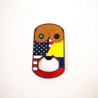 China Black Nickel American Flag Metal Bottle Opener 63x35mm 3.5mm Zinc Alloy Diecast for sale